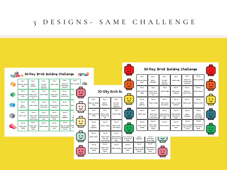 Printable 30 Day Brick Building Challenge | Boredom Buster | Printable ...