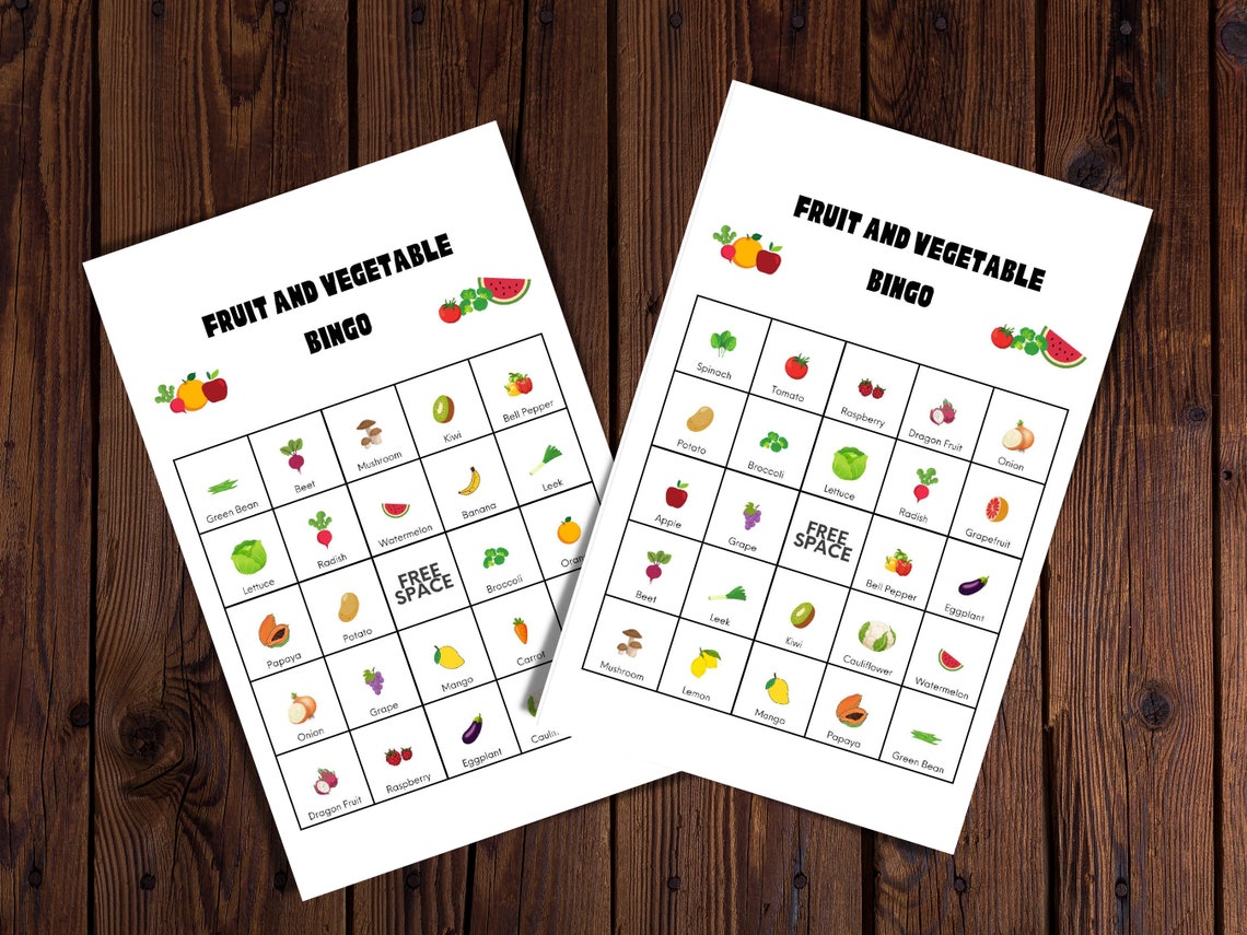 Printable Fruit and Vegetable Bingo Game Food Bingo Healthy Habits ...