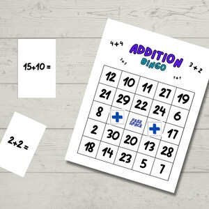 Printable Addition Bingo Game for Kids K-3 | Homeschool Resource | Math ...