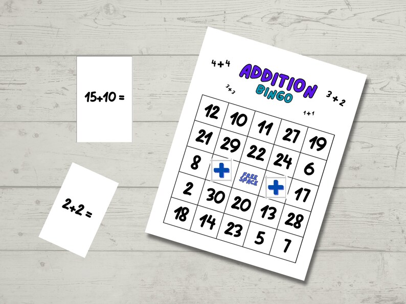 Printable Addition Bingo Game for Kids K-3 Homeschool Resource Math ...