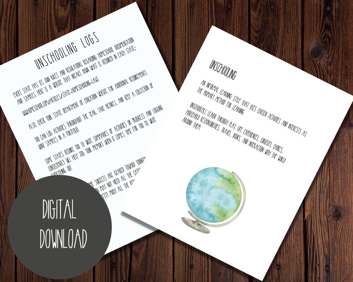 Printable Unschooling Planner Homeschool Log Homeschool | Etsy