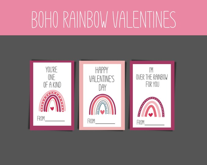 Boho Rainbow Valentine's Day Printable Tags Love Sweet Rainbow ...