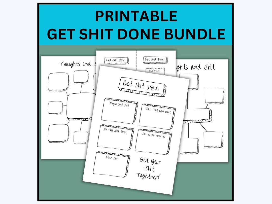 Get Shit Done Printable Bundle | Doodle Theme Planner (PDF) - Etsy