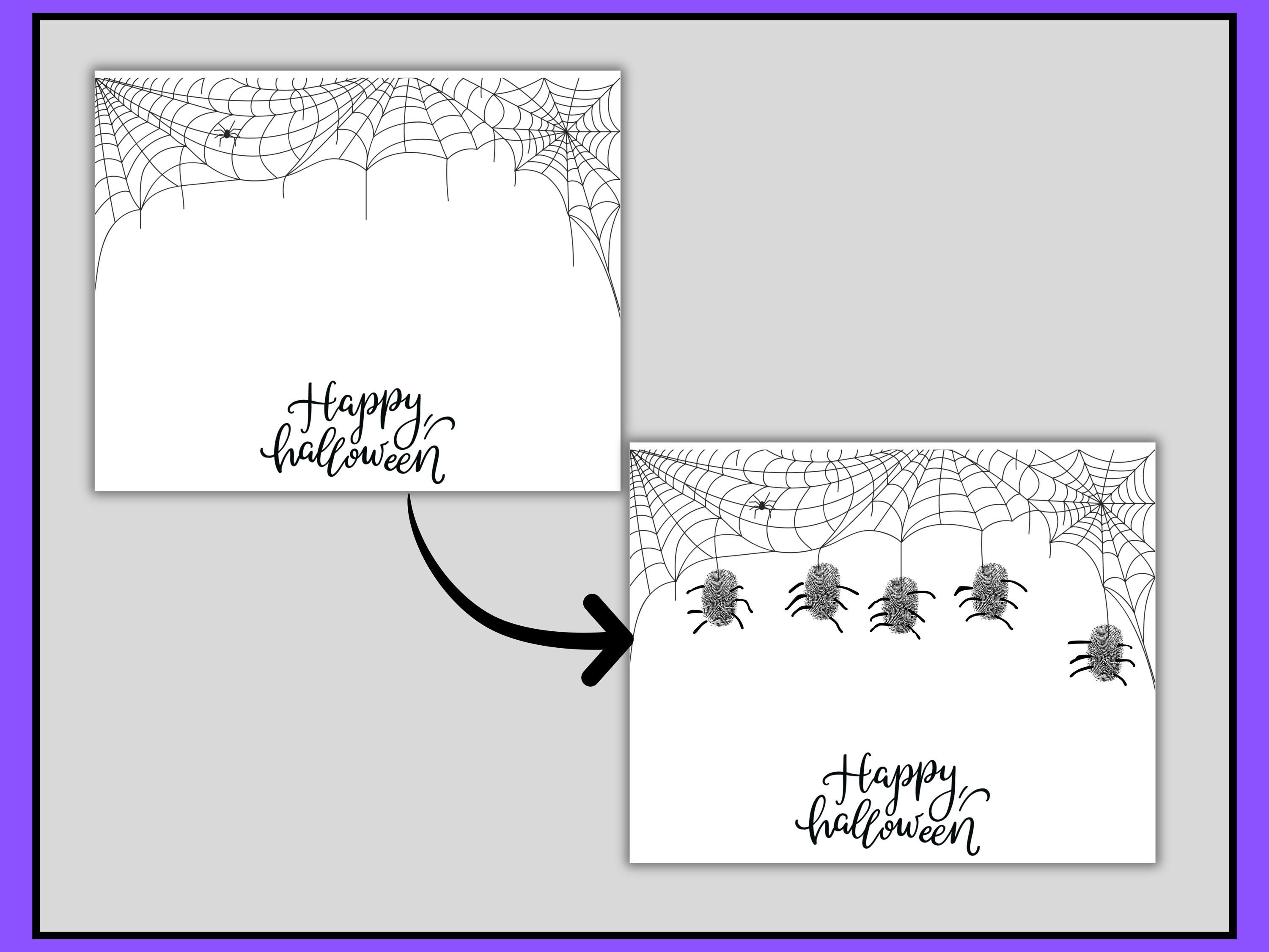 Spider Halloween Fingerprint Craft | Halloween Fingerprint Art | Pre K ...