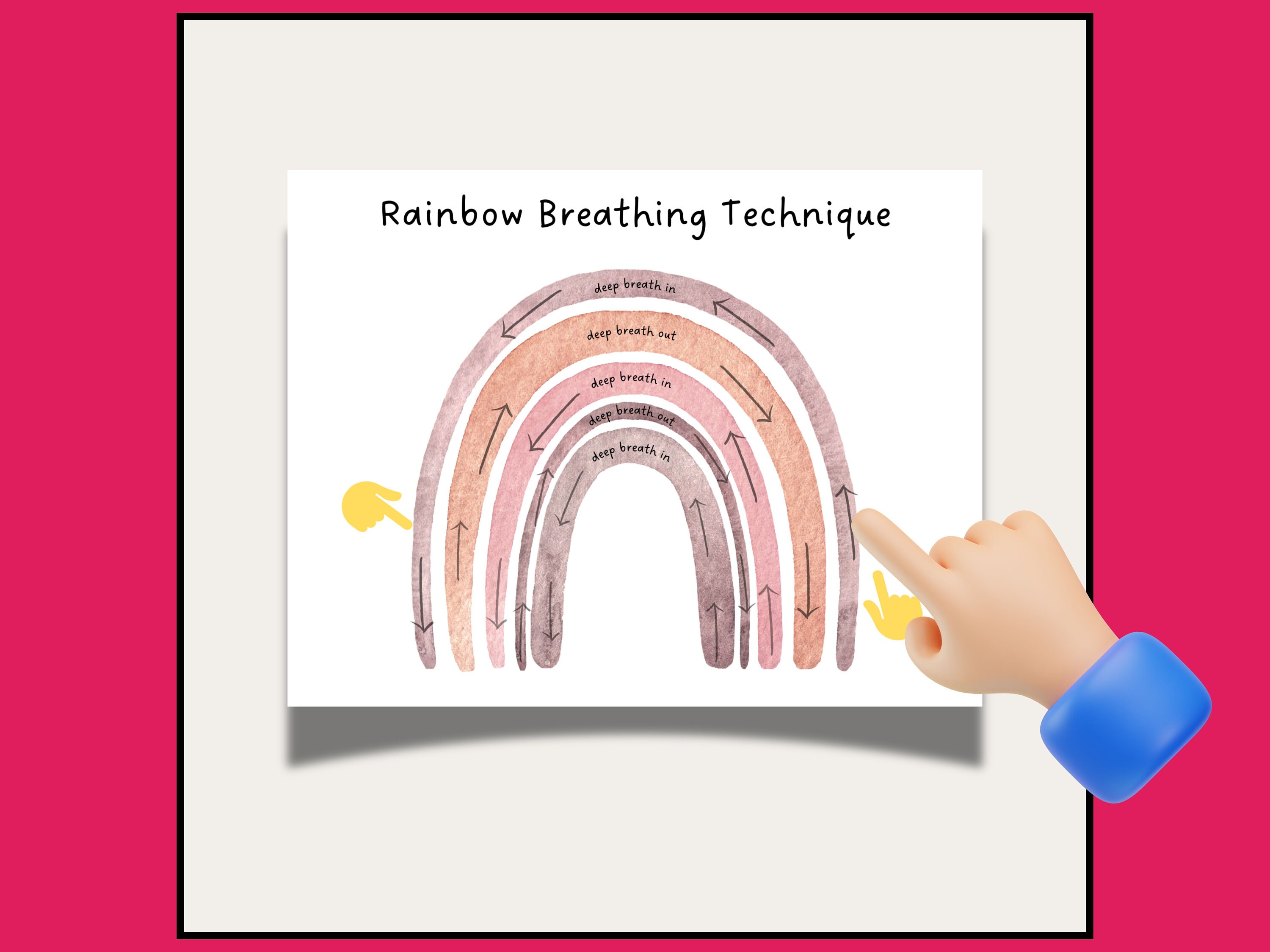 Boho Rainbow Finger Tracing Breathing Exercise Bundle | Calm Down ...