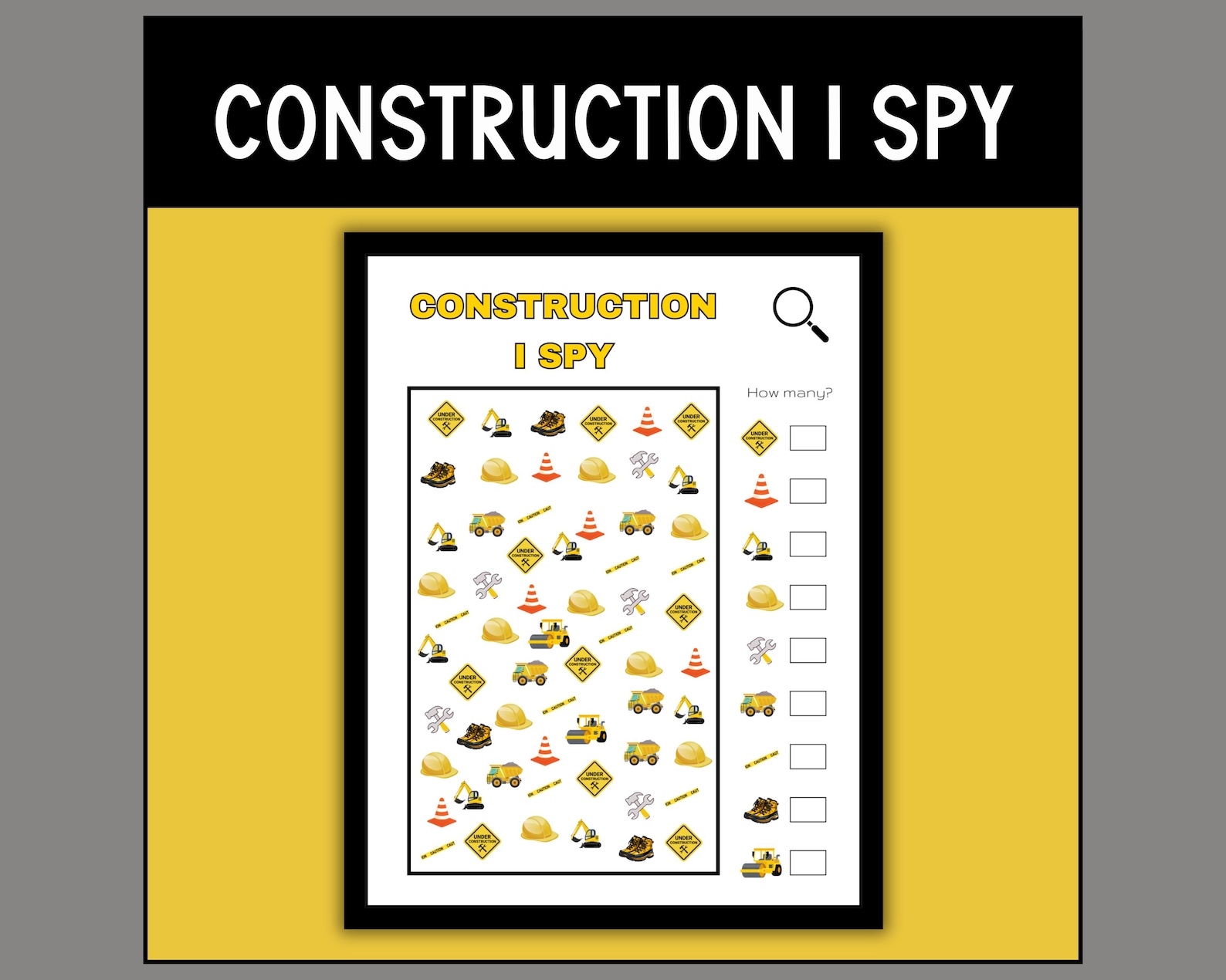 Construction I Spy Game: Printable Math Activity (digital Download) - Etsy