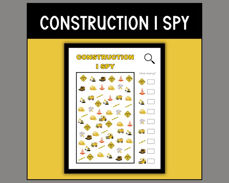 I Spy Construction Game | Construction Party | Dump Truck | Birthday ...