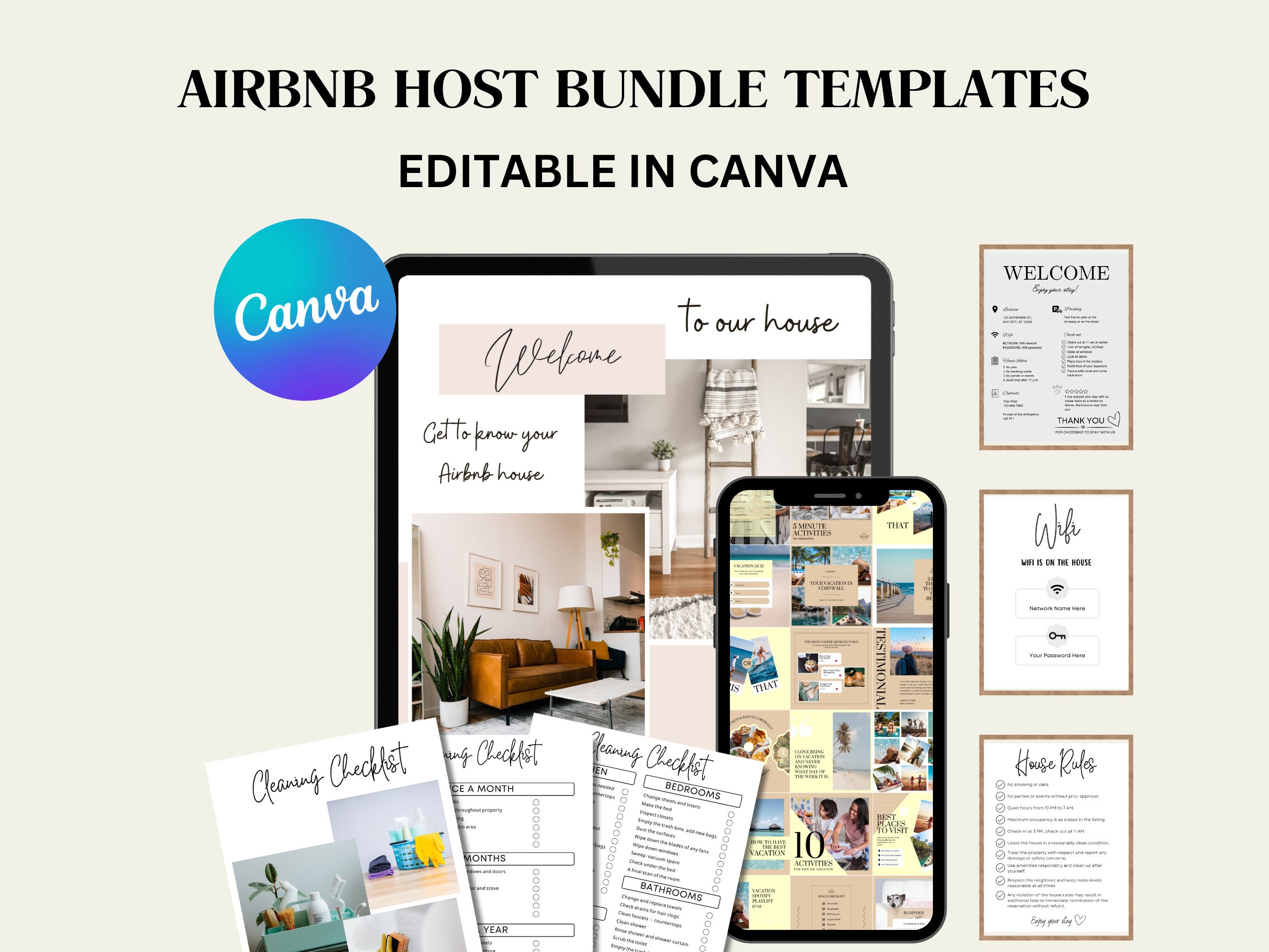 Editable Airbnb Host Bundle Templates Welcome Booklet Airbnb Template ...