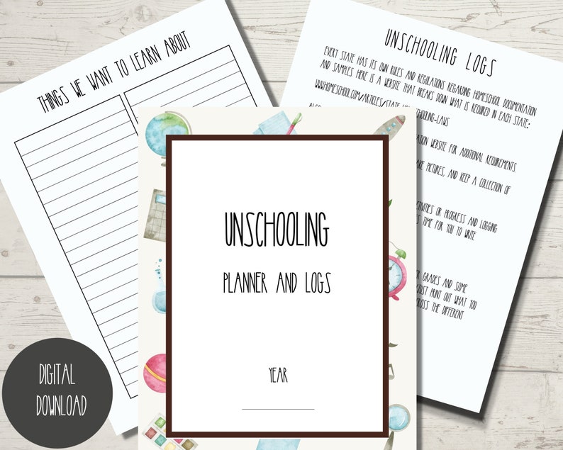 Printable Unschooling Planner Homeschool Log Homeschool | Etsy