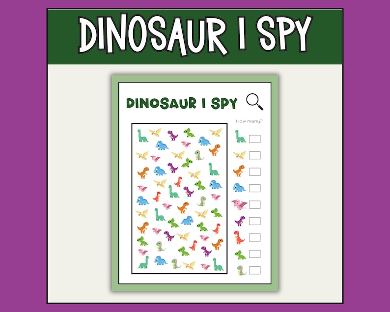 Dinosaur I Spy | Preschool Kindergarten Counting Game | Dinosaur Party ...