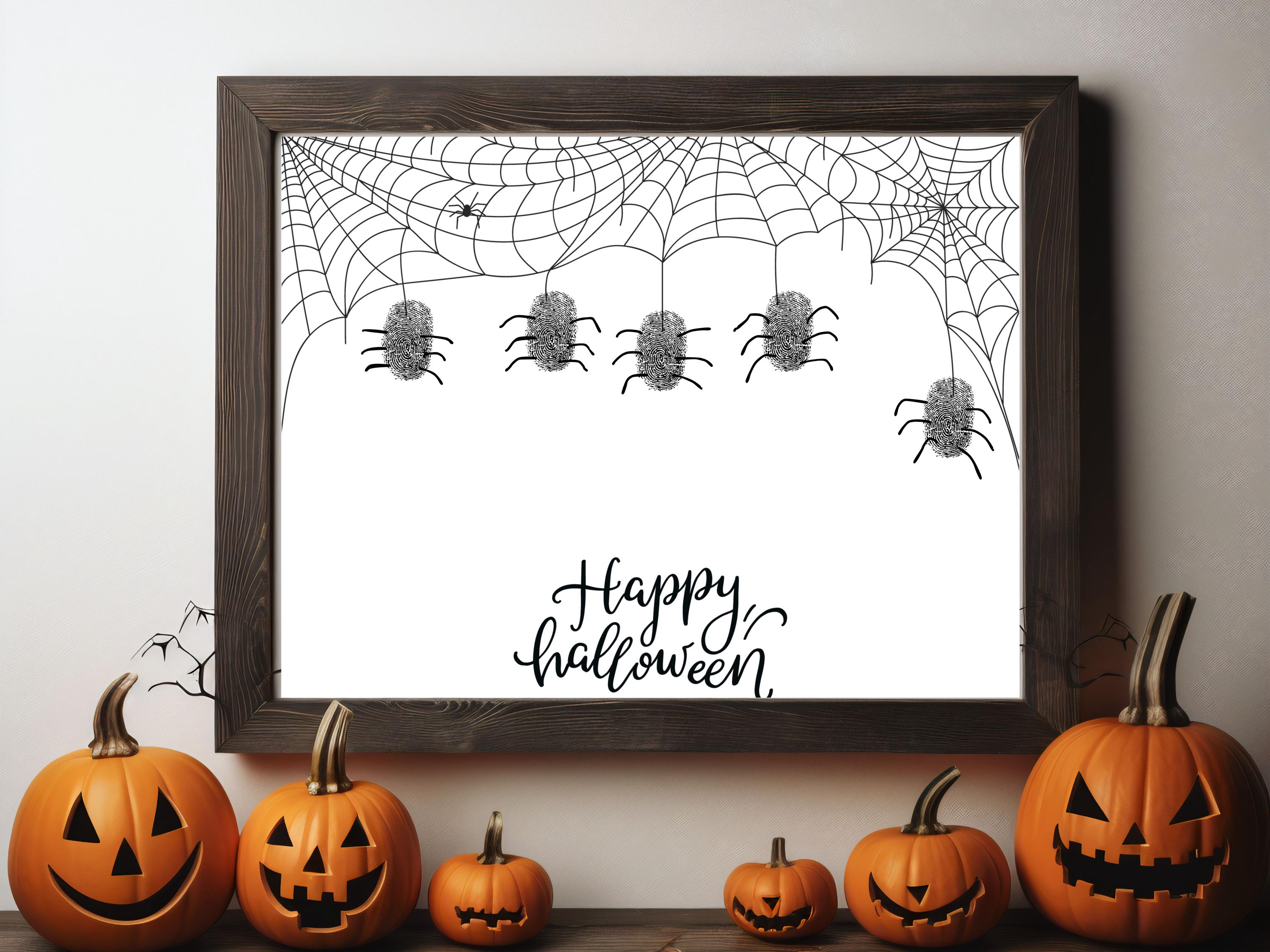 Spider Halloween Fingerprint Craft | Halloween Fingerprint Art | Pre K ...