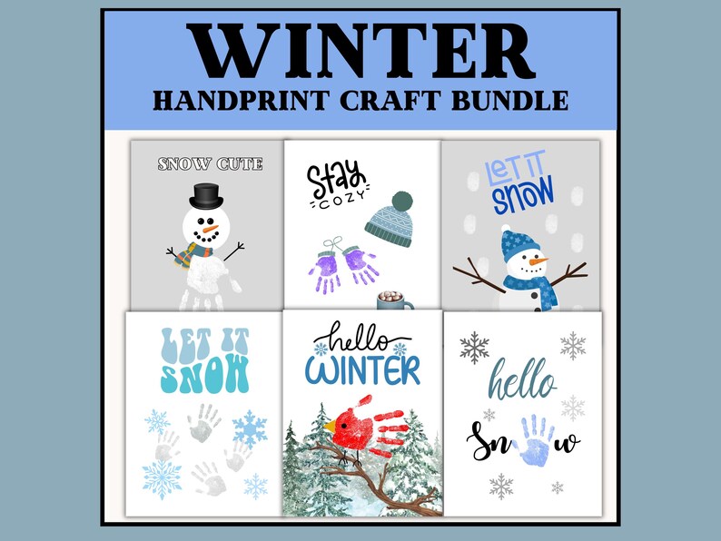 Winter Handprint Art Bundle: Kids Fingerprint Crafts (PDF) - Etsy