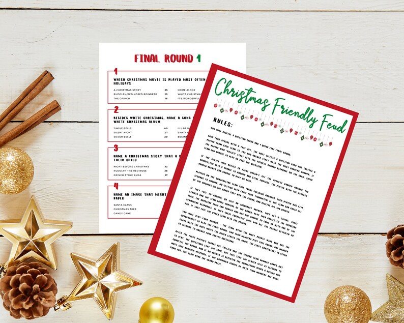 Printable Christmas Friendly Feud Game Holiday Party Game Fun Holiday ...
