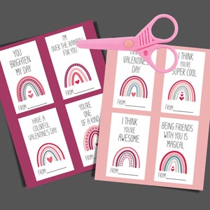 Printable Boho Rainbow Valentine Cards | Kids Valentine Cards | 3x5 ...