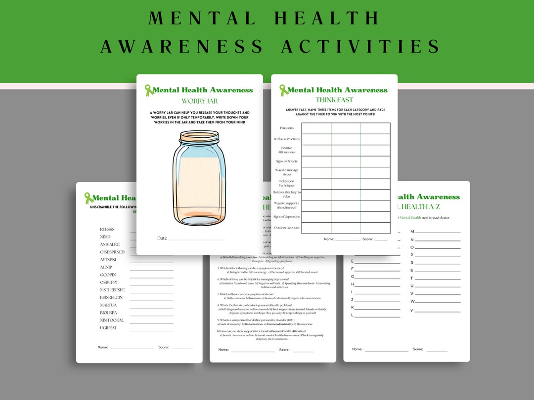 Printable Mental Health Awareness Activities Kit: Counseling Tools ...