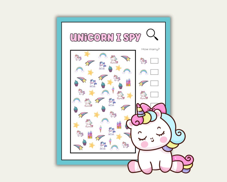 Unicorn I Spy Game: Printable Party Activity (digital Download) - Etsy