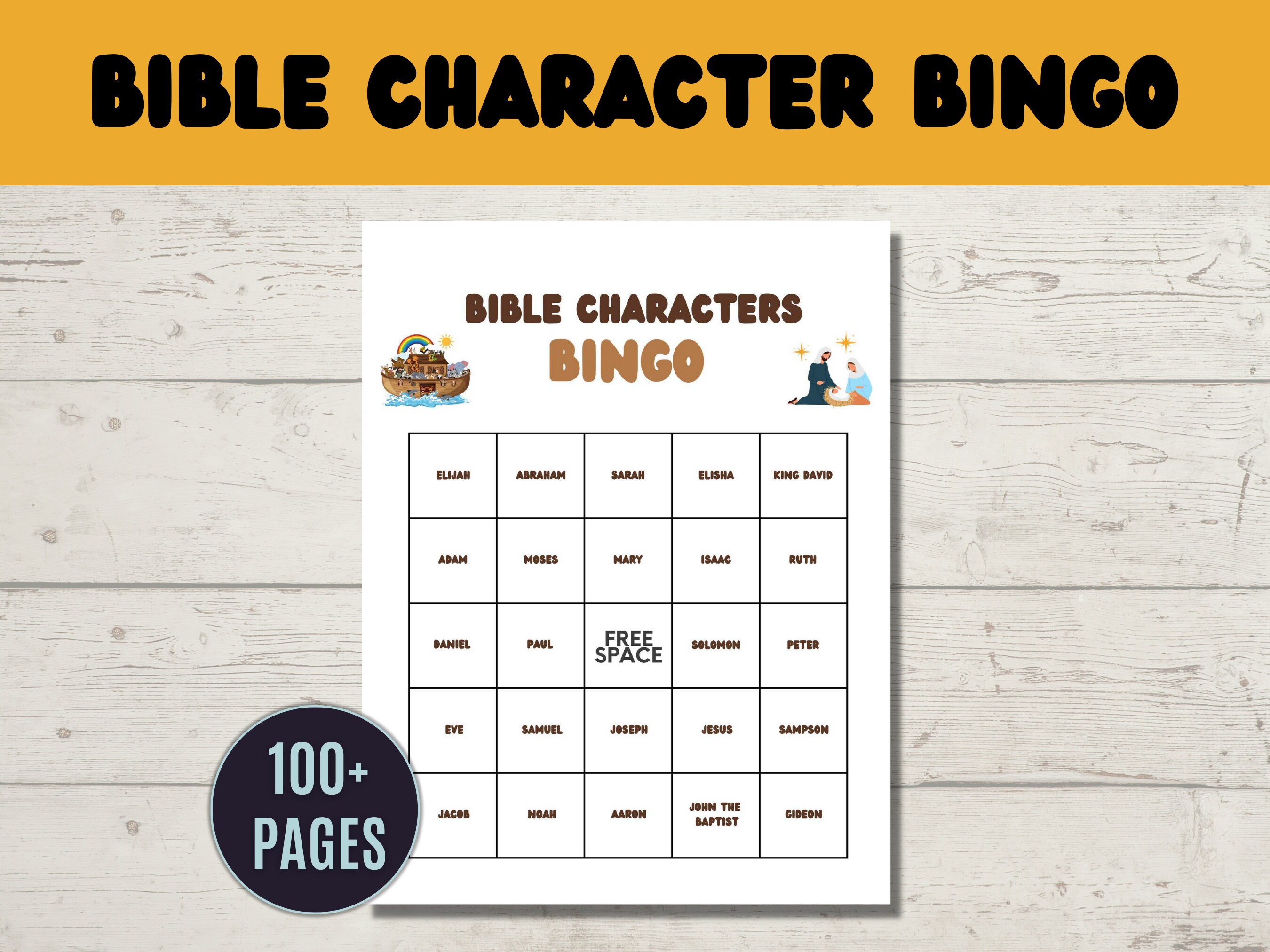 Printable Bible Characters Bingo Game Church Games Sunday School Bible ...