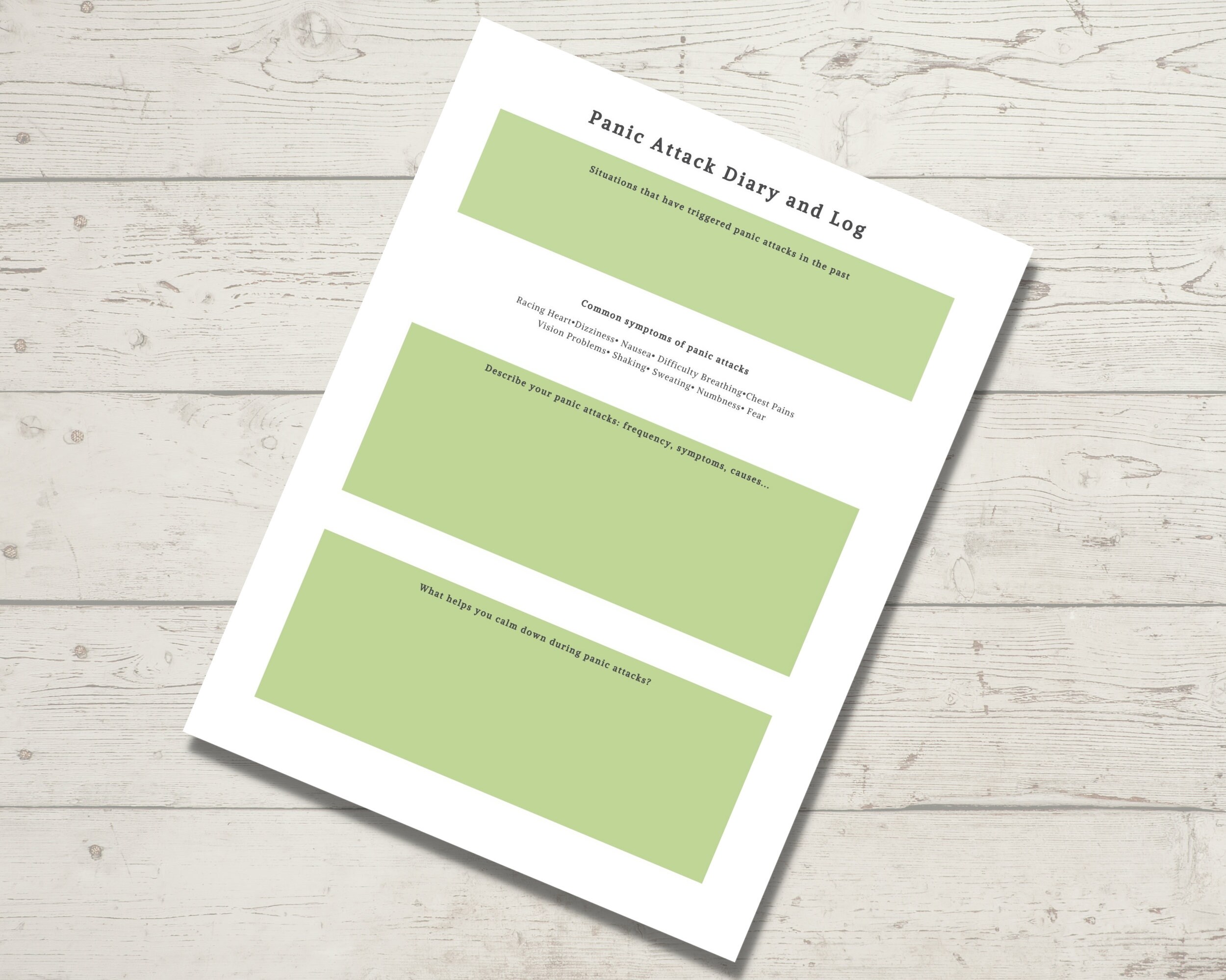 Printable Panic Attack Log and Diary Therapy Journal Panic - Etsy UK