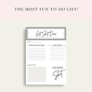 Printable Get Shit Done To-do List | Productivity Planner | Funny ...