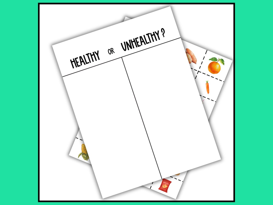 Healthy Vs Unhealthy Food Sorting Game: Printable Montessori Activity ...