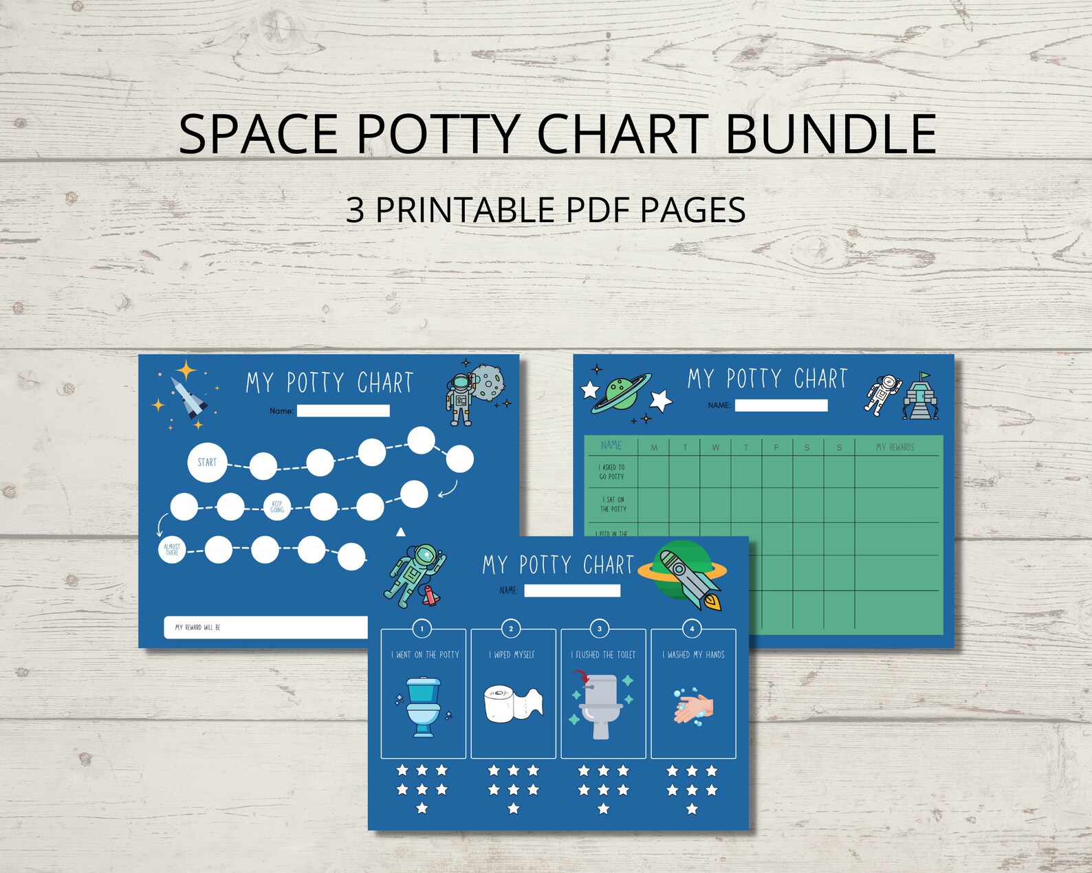 Printable Space Themed Potty Chart Bundle Potty Training - Etsy