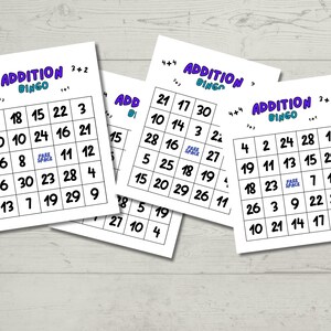 Printable Addition Bingo Game for Kids K-3 | Homeschool Resource | Math ...