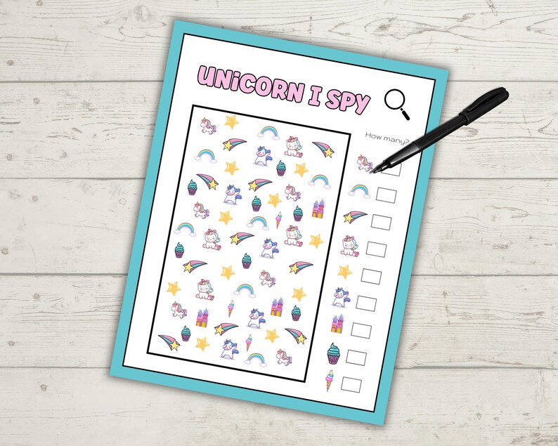 Unicorn I Spy Game: Printable Party Activity (digital Download) - Etsy