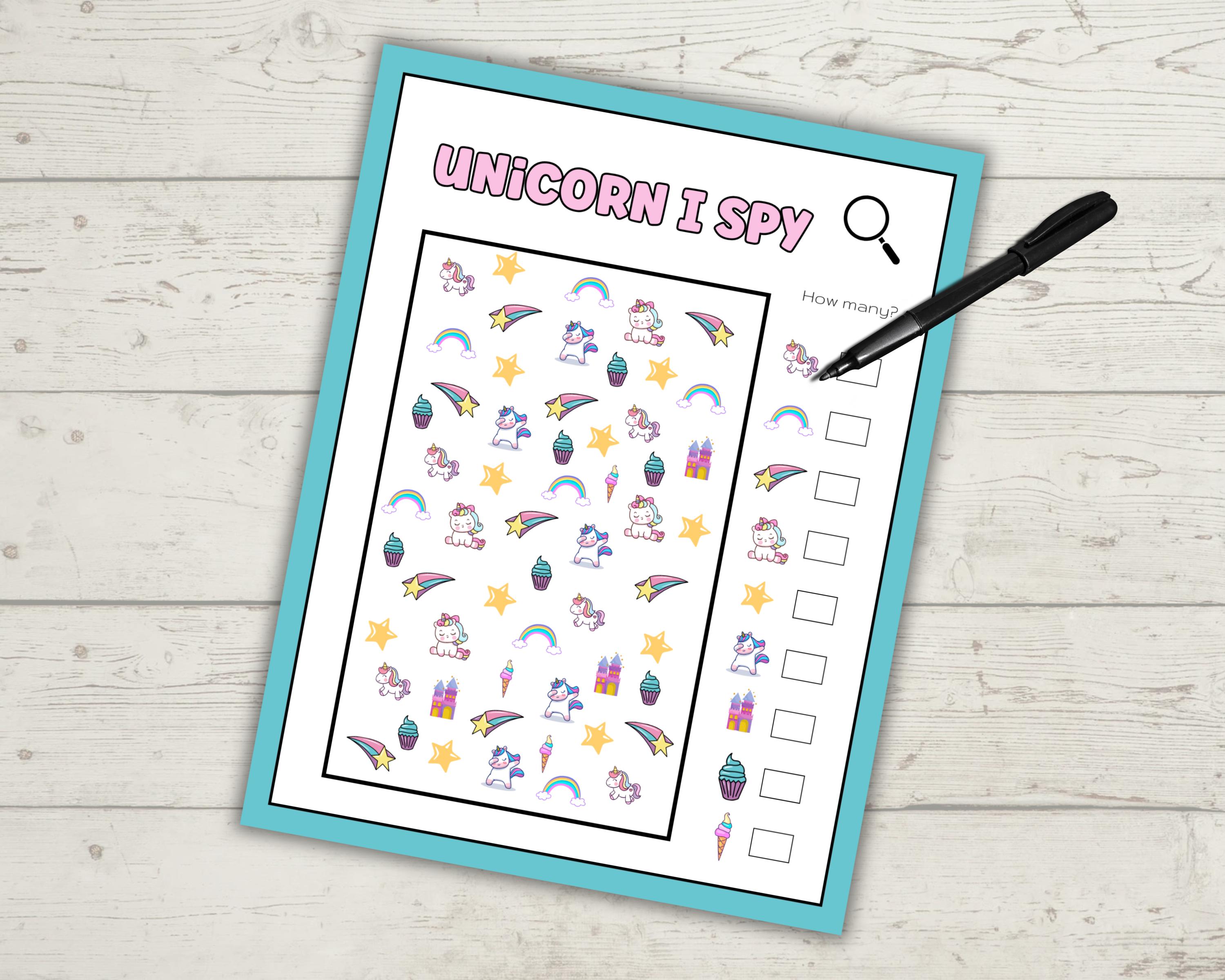 Unicorn I Spy Game: Printable Party Activity (digital Download) - Etsy