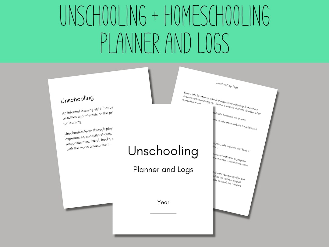 Printable Unschooling Planner: Homeschool Portfolio & Activity Logs ...