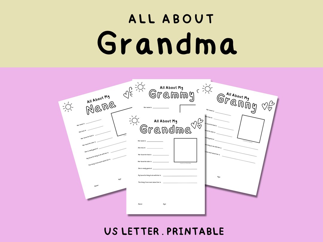 All About Grandma Printable Questions Template, Mother's Day Gift, Gift ...