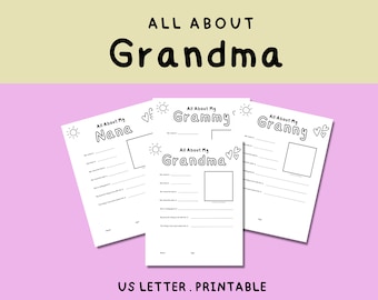 All About My Grandma, Mother's Day Gift, Grandparent's Day Gift From ...