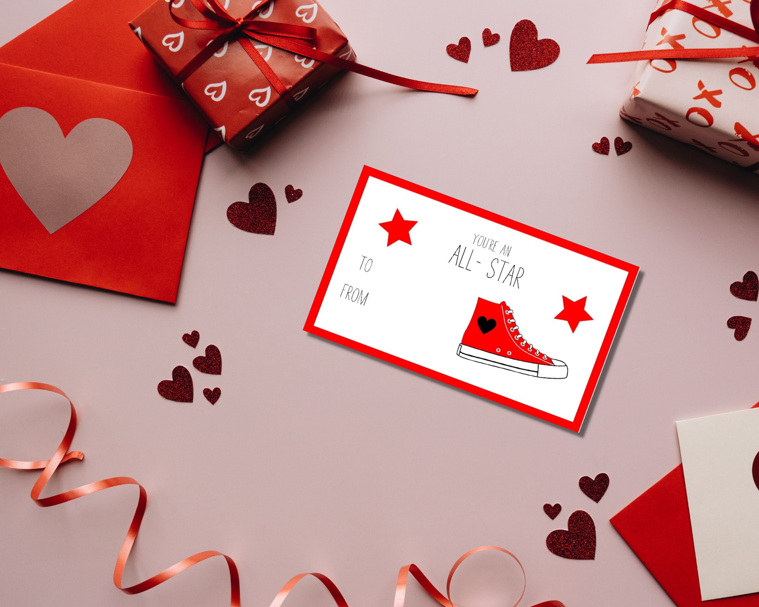 Printable High Top Sneaker Valentine's Cards | Class Valentines | All ...