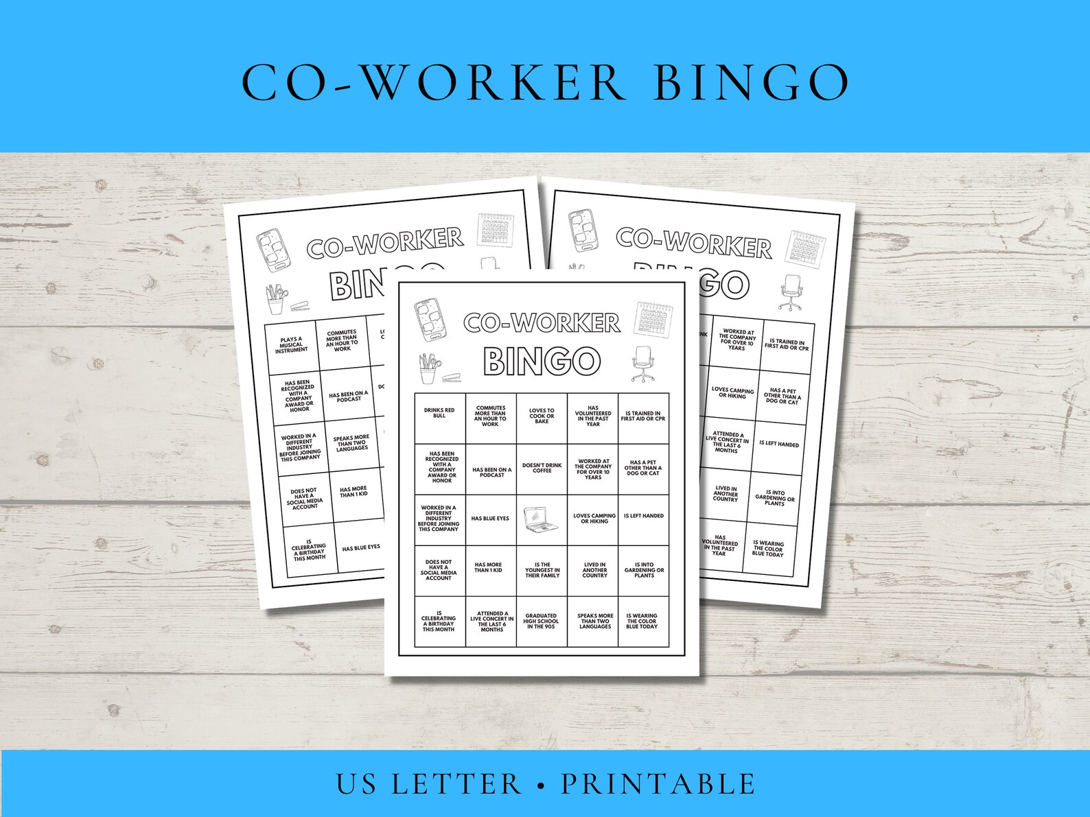 Printable Employee Bingo Game | Workplace Icebreaker | Team Building ...