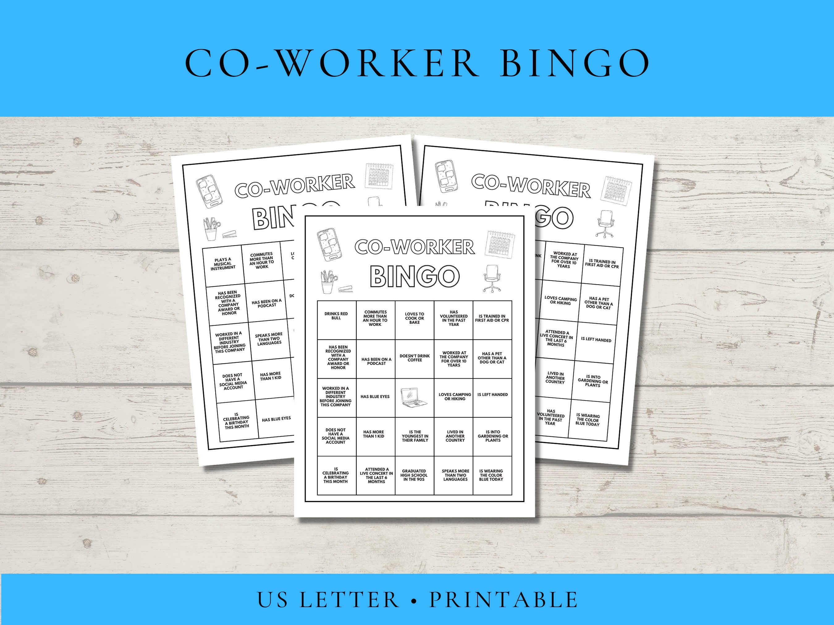 Printable Employee Bingo Game | Workplace Icebreaker | Team Building ...