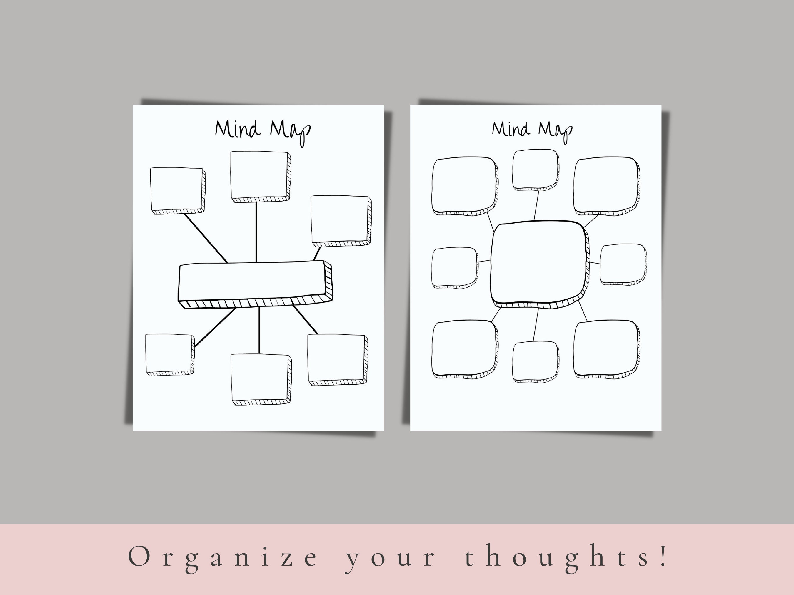 Printable Mind Map Planners Mind Map Templates Thought Organization ...