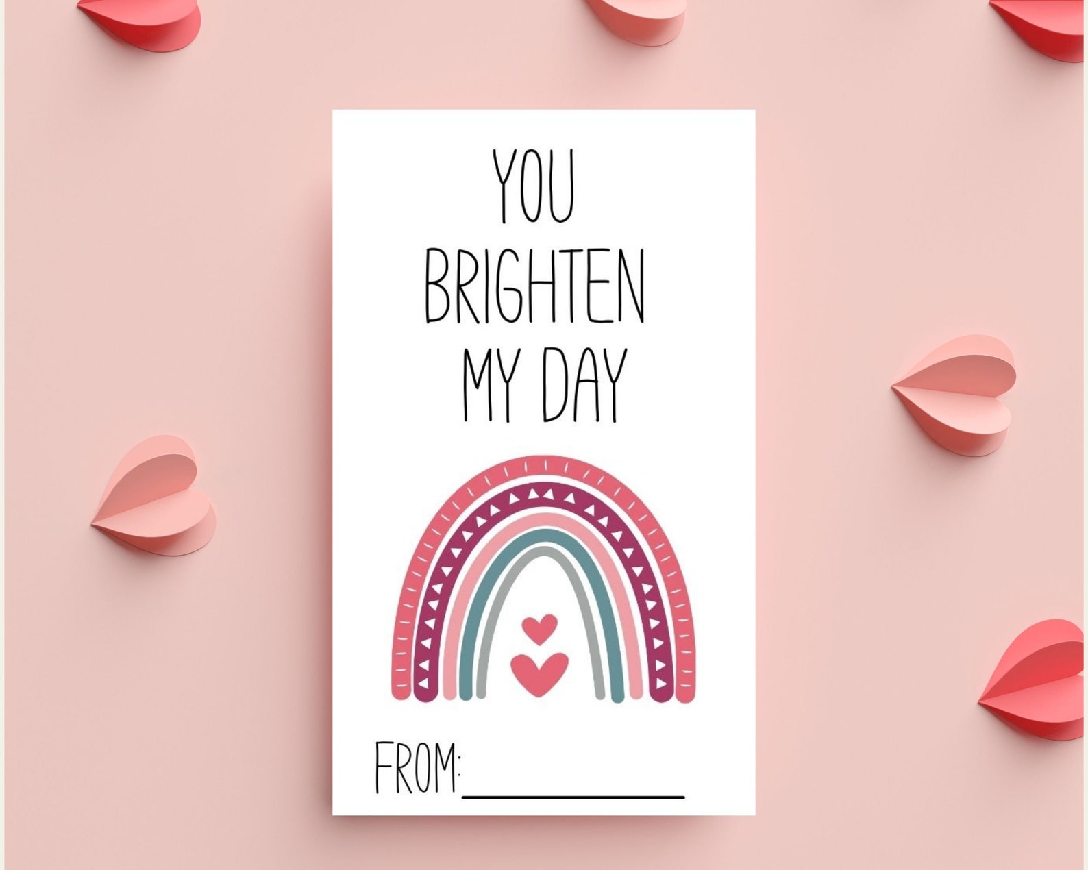 Printable Boho Rainbow Valentine Cards: Kids Gift Tag (digital Download ...