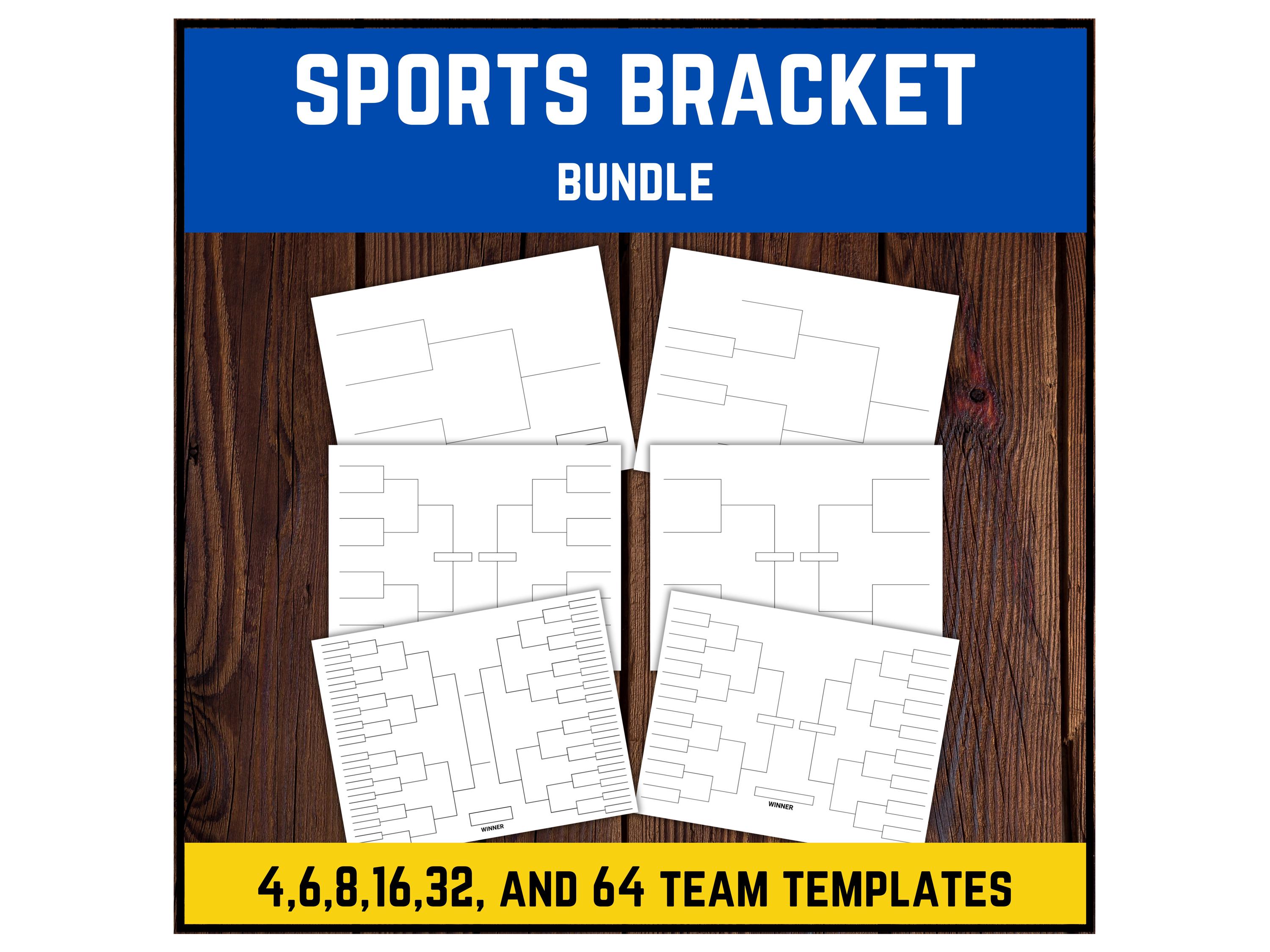 Tournament Bracket Templates | Sports Bracket Bundle Printable | 4, 6 ...