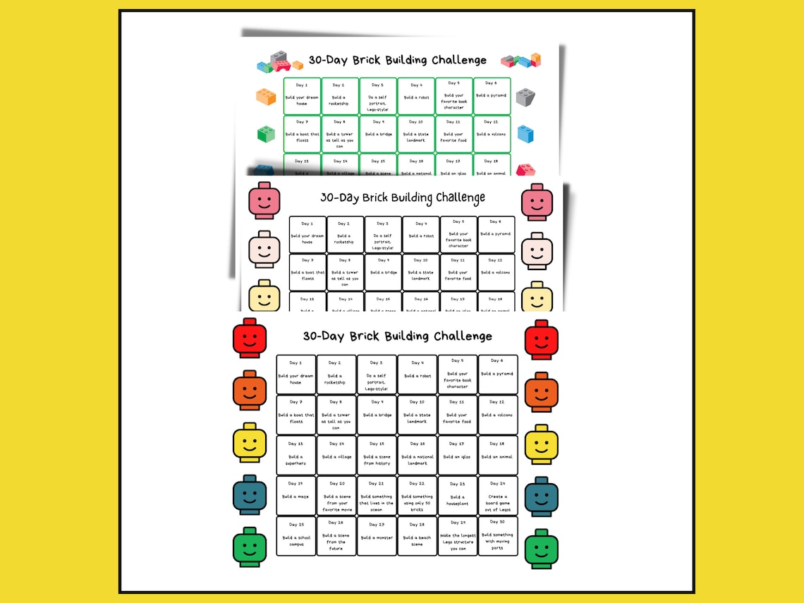 30 Day Brick Building Challenge: Kid's STEM Activity (instant Download ...