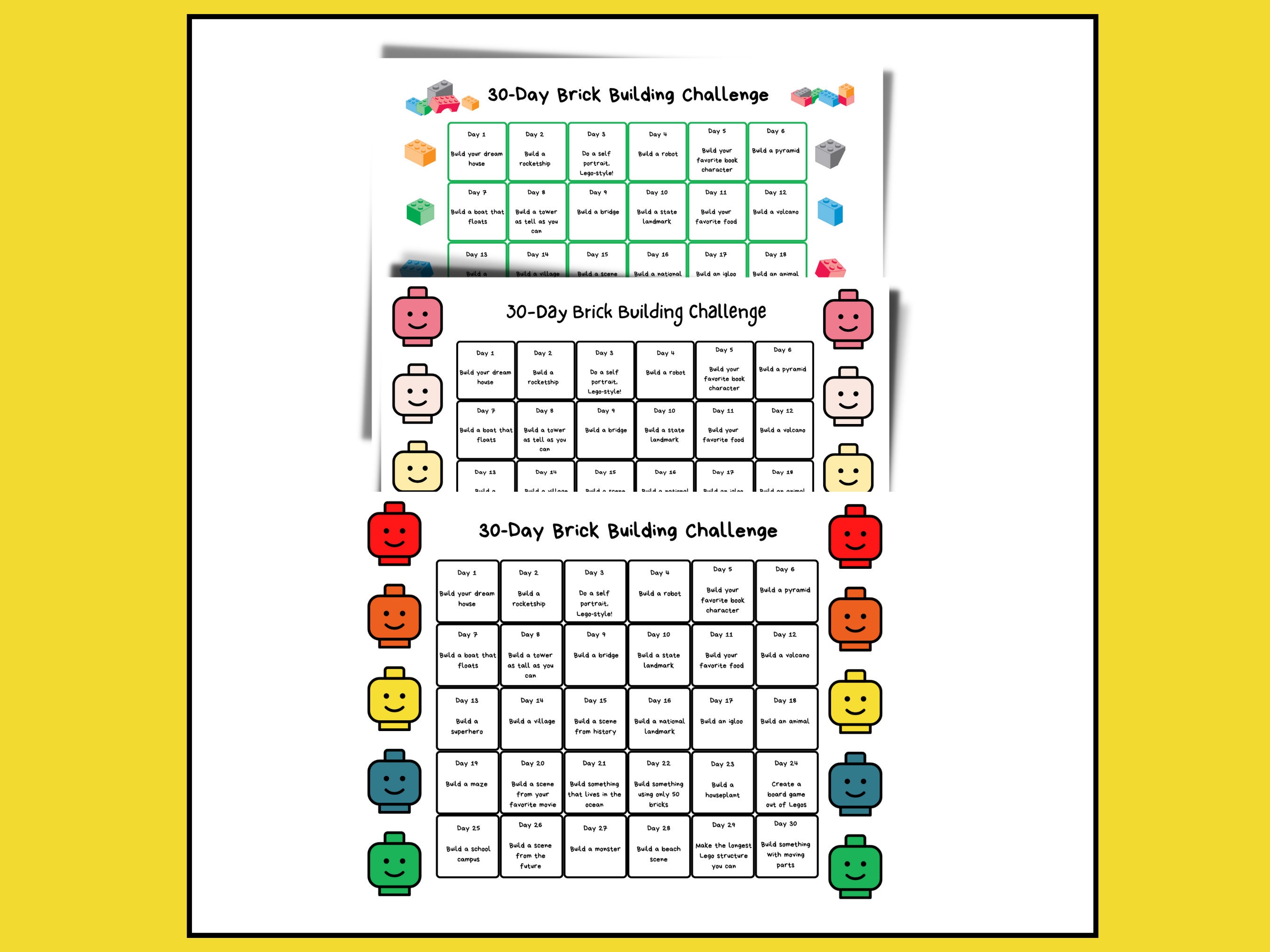 30 Day Brick Building Challenge: Kid's STEM Activity (instant Download ...