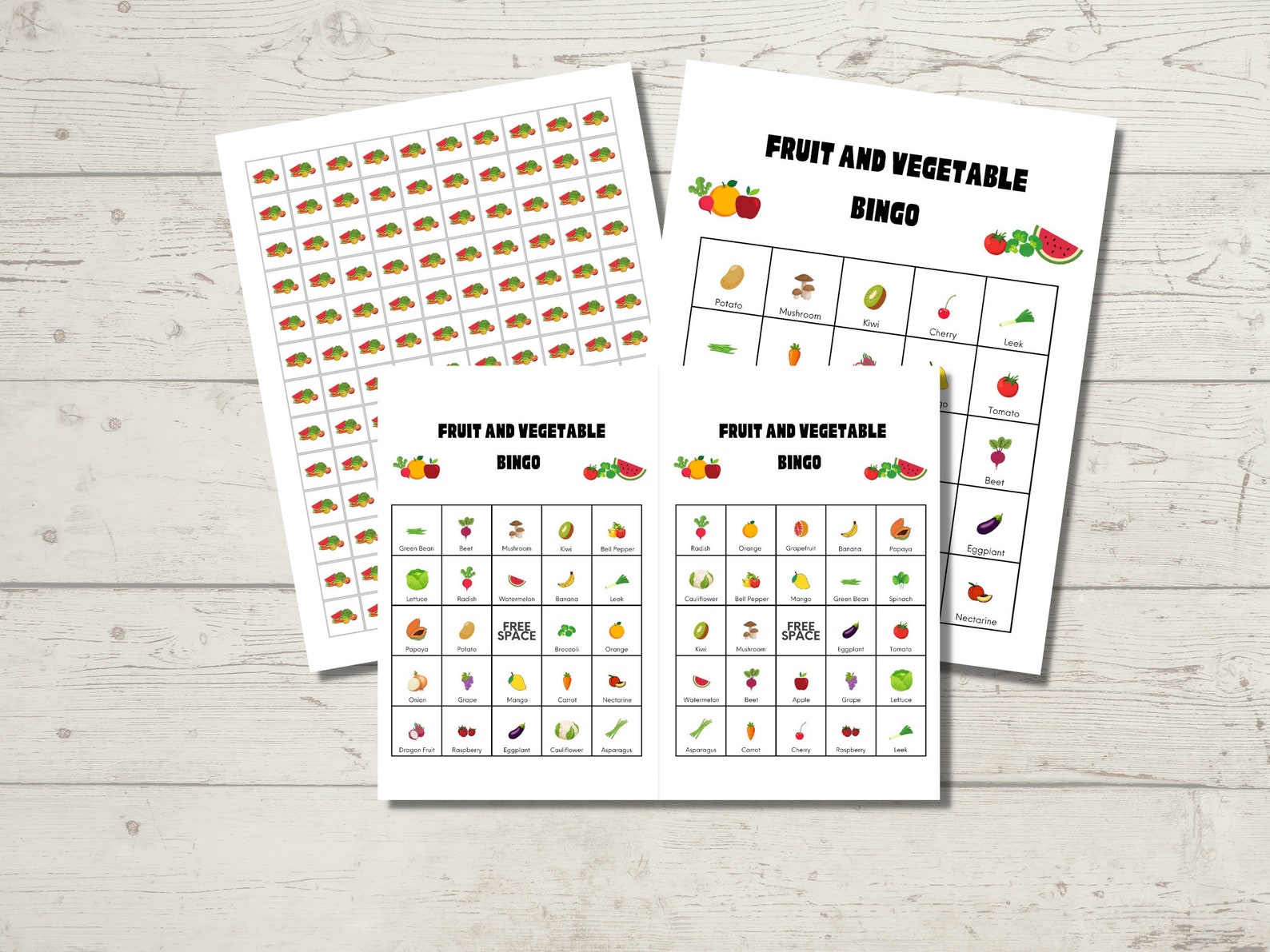 Printable Fruit and Vegetable Bingo Game: Kids' Healthy Habits (digital ...