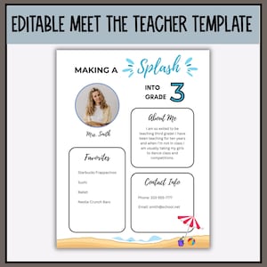 Editable Beach Theme Meet the Teacher Template (digital Download) - Etsy