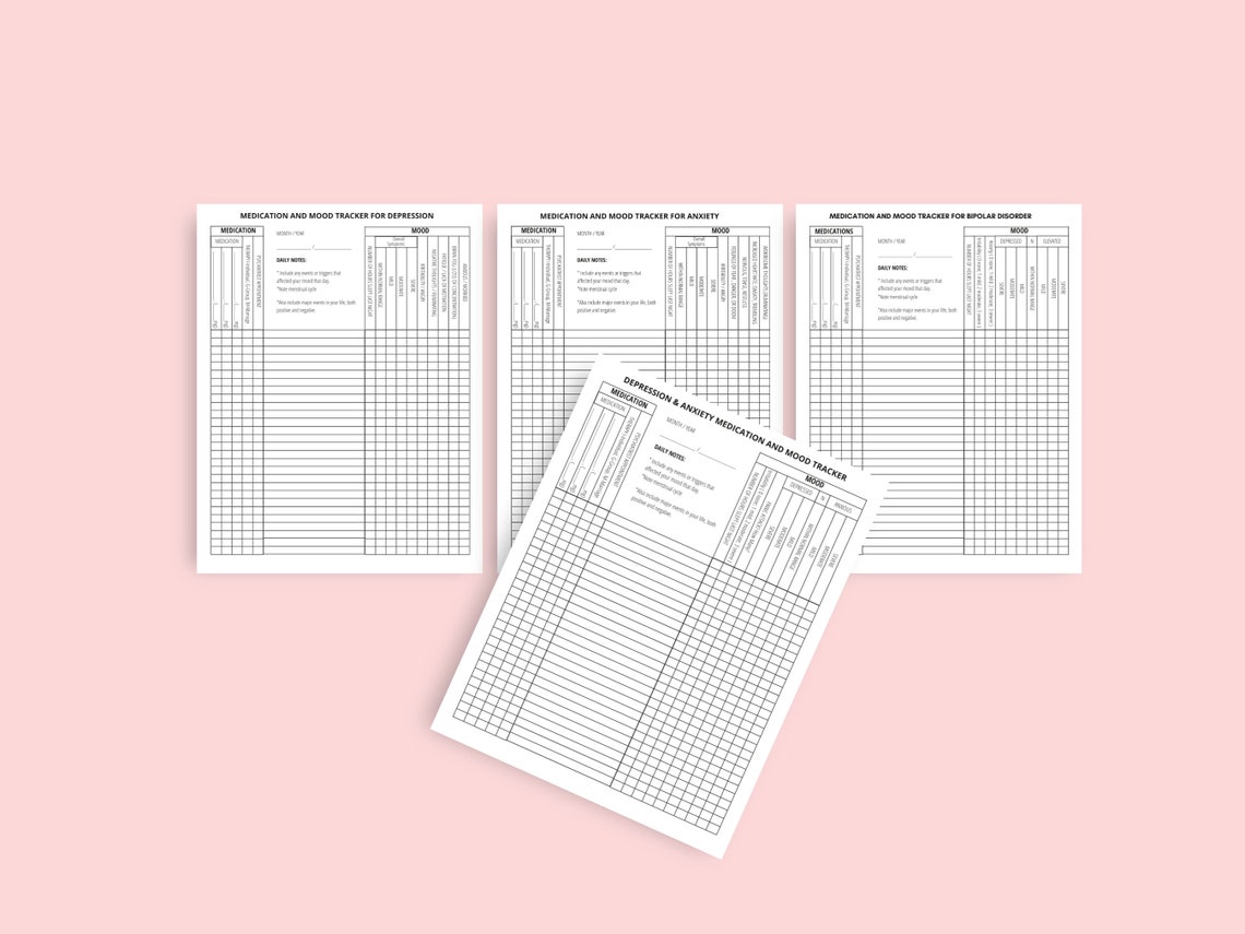 Printable Mood and Medication Tracker Bundle Mood Journal Medication ...