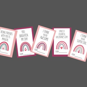 Printable Boho Rainbow Valentine Cards: Kids Gift Tag (digital Download ...