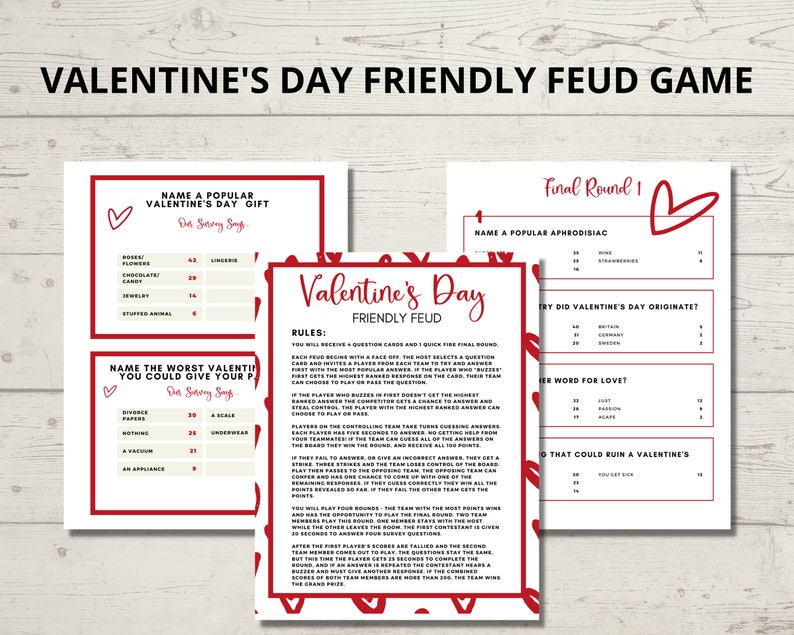 Printable Valentine's Day Friendly Feud Game | Etsy