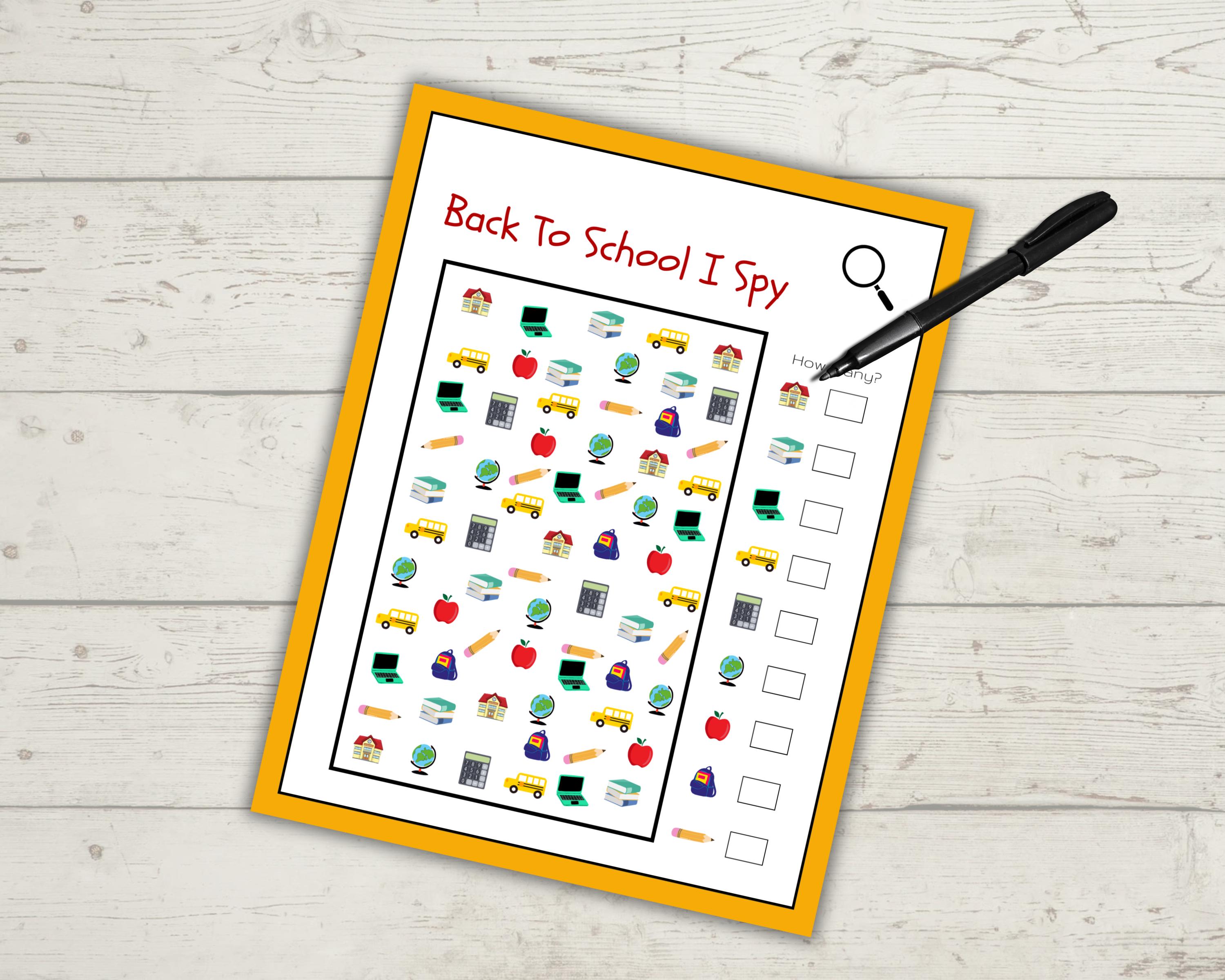 Back to School I Spy | First Day of School Preschool Kindergarten ...