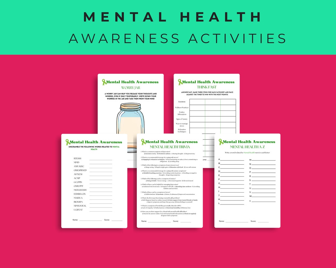 Printable Mental Health Activities Kit | Counseling Tools | Worry Jar ...