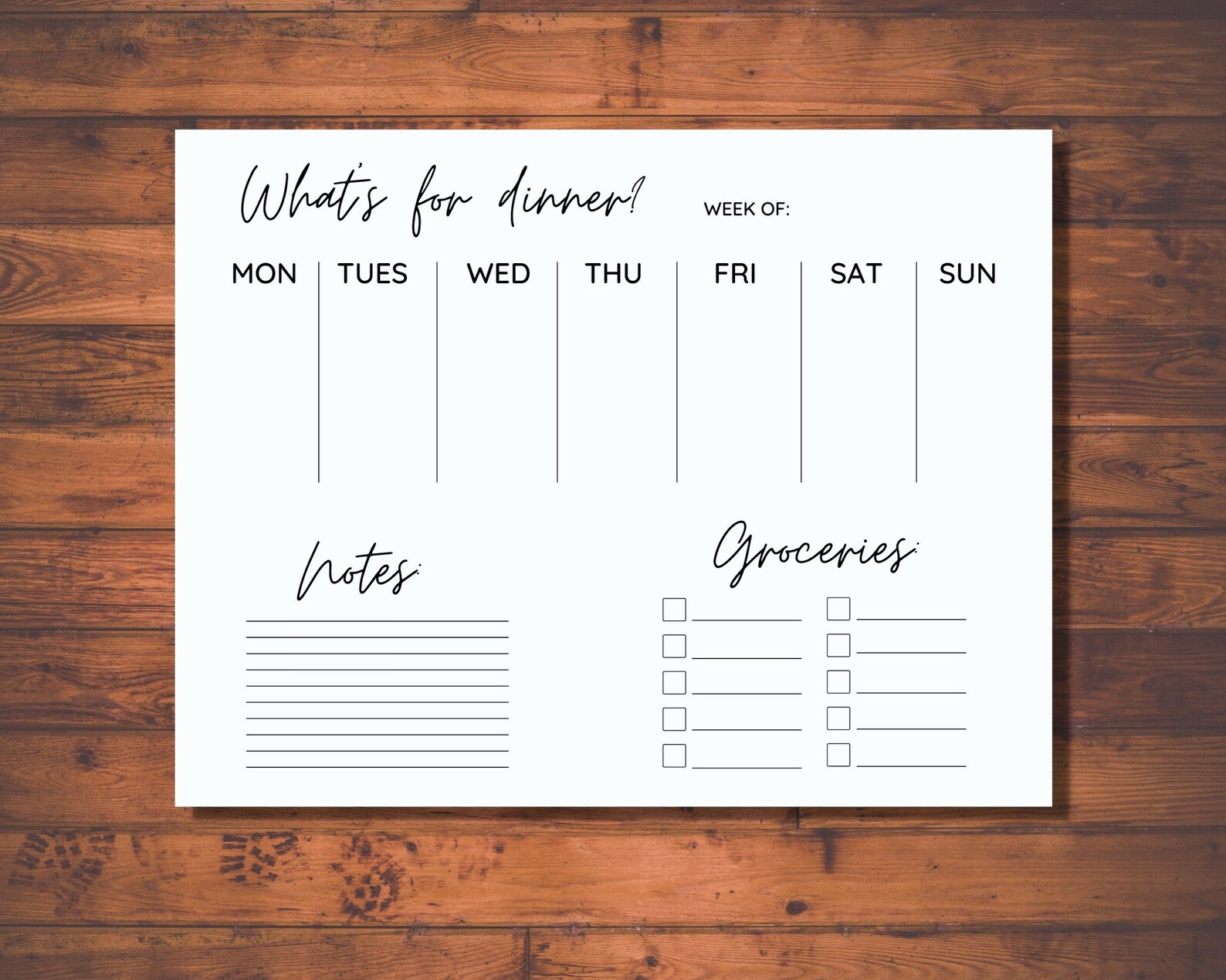 Printable Weekly Menu Planner | Instant Download | Minimalist Menu ...