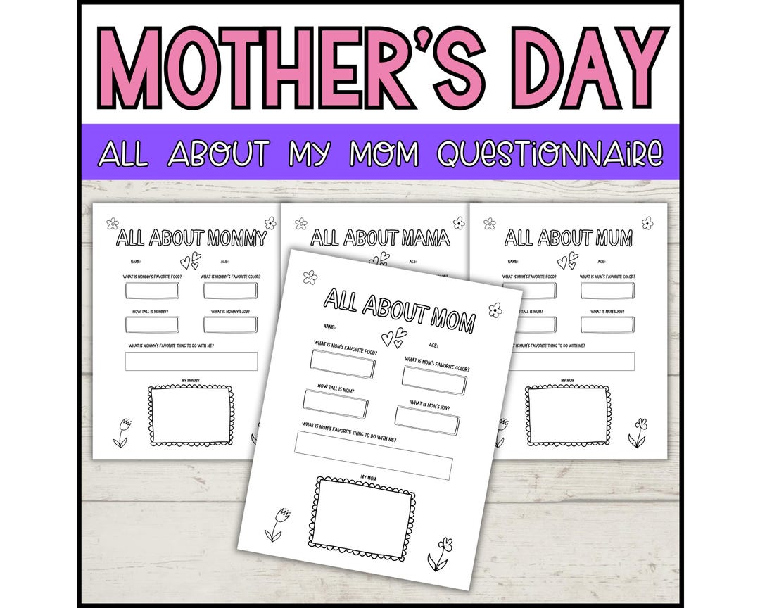 All About Mom Printable | Mom Interview | Mothers Day Gift | Mom ...
