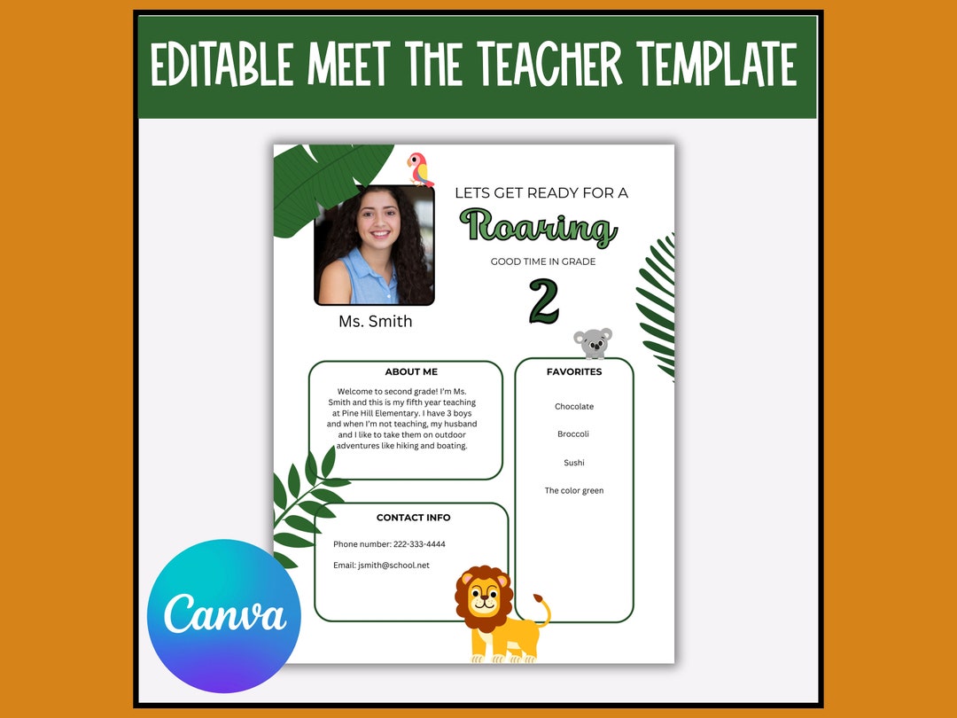 Editable Meet the Teacher Template | Back to School | Jungle Theme ...