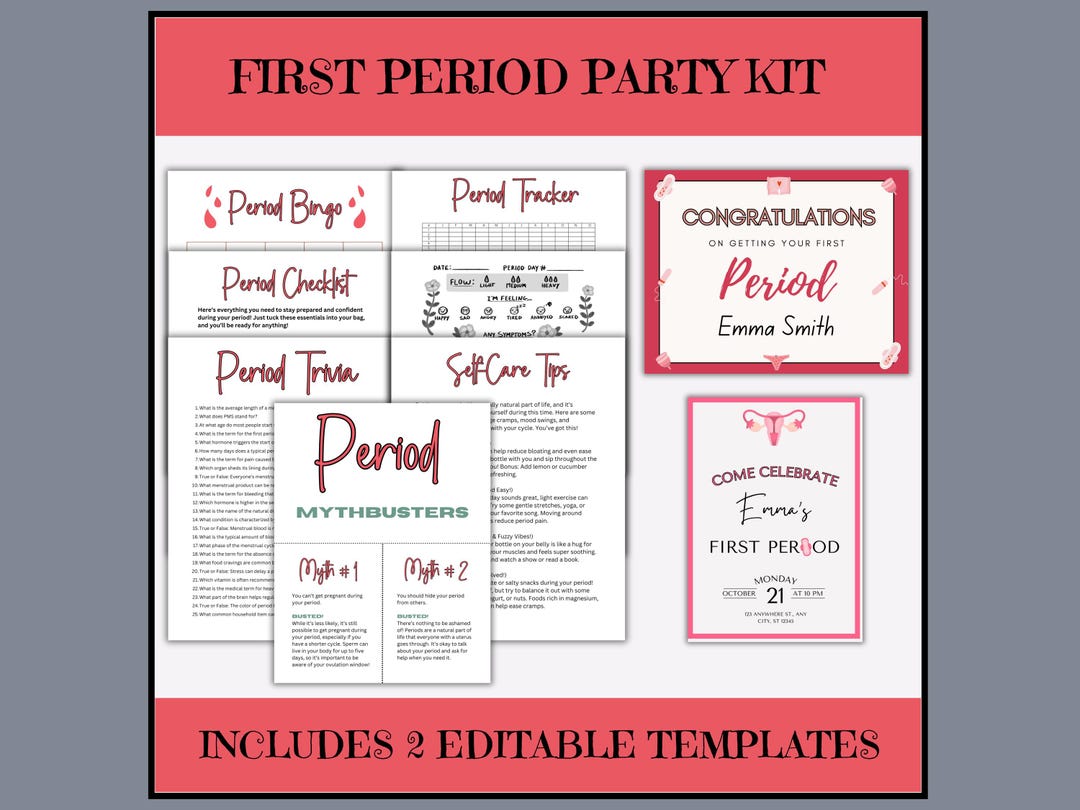 First Period Party Kit: Bingo, Trivia, Checklist (digital Download) - Etsy